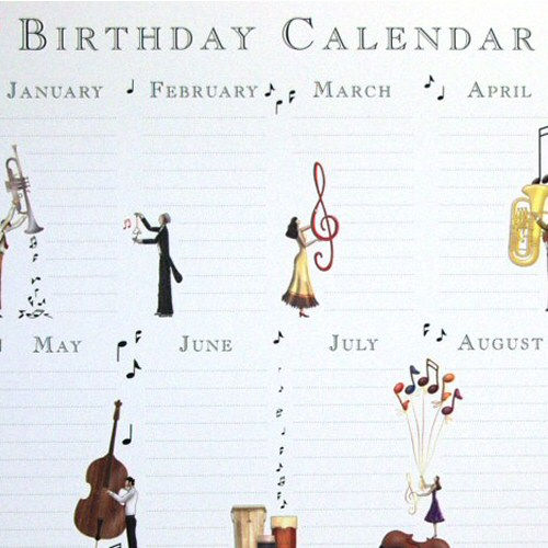 Music Themed Calendars | Music Instrument Birthday Calendars